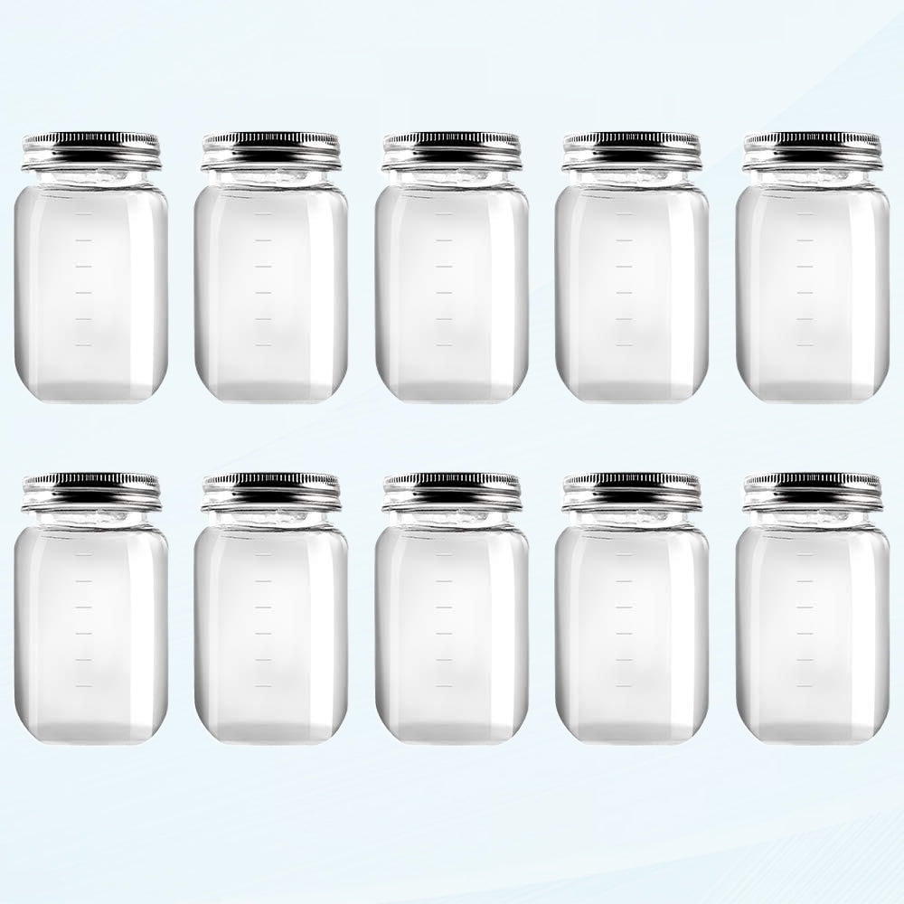 16 Clear Ounce Plastic Jar Containers Screw On Walls - Refillable Round ...