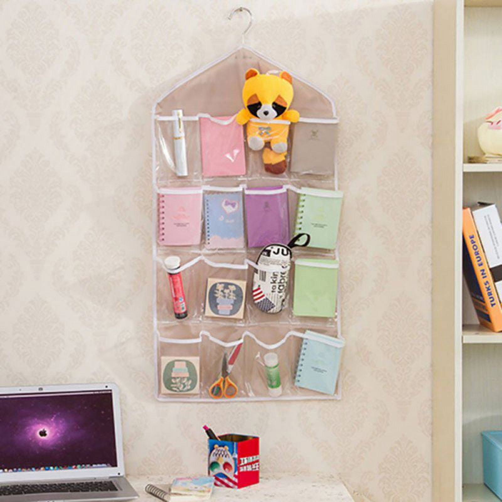 16 Clear Pockets Closet Organizer Rack Storage Hanging Over Door Home ...