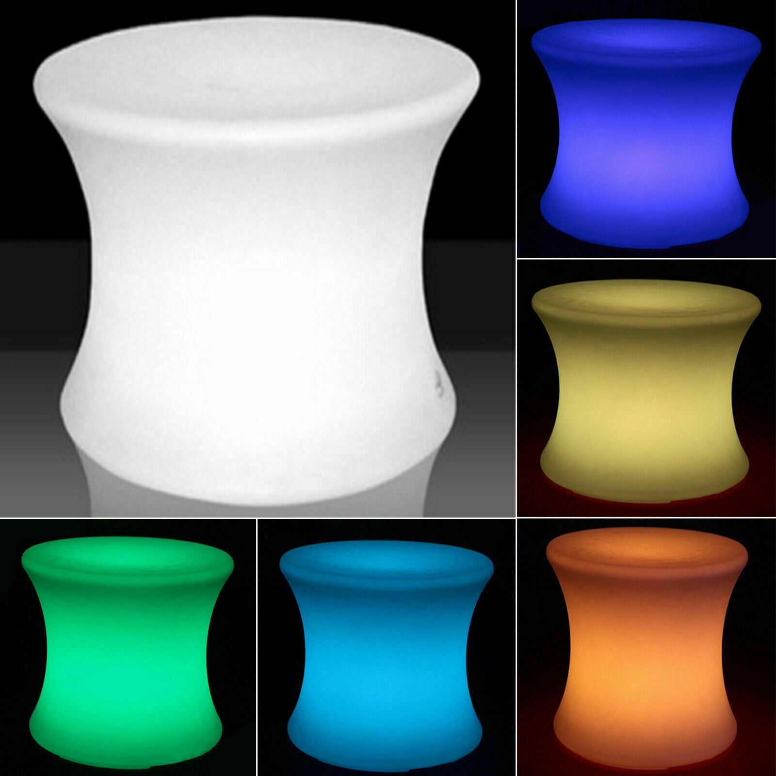 16" Color-Changing Lighting Chair Rechargeable LED Light up Stool Cube ...
