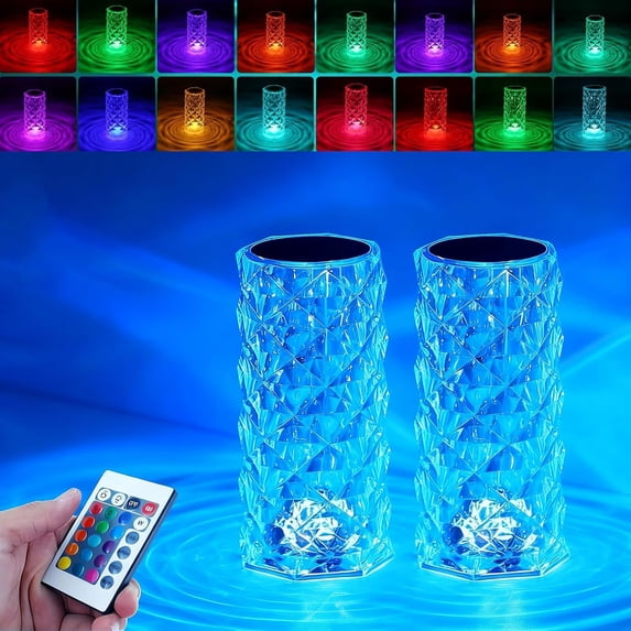 16-Color Crystal Rose Diamond Lamp, Touch and Remote Control ...