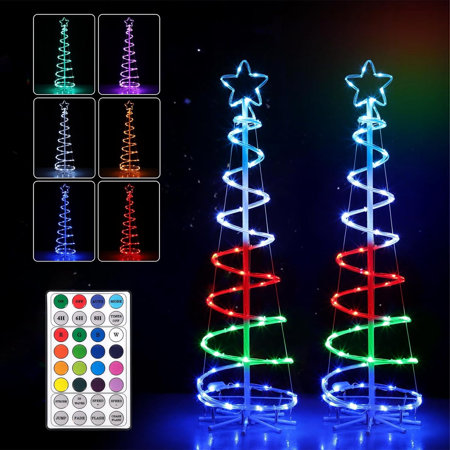 16 Color LED Lighted Artificial Tree Decor Indoor Outside with Remote ...