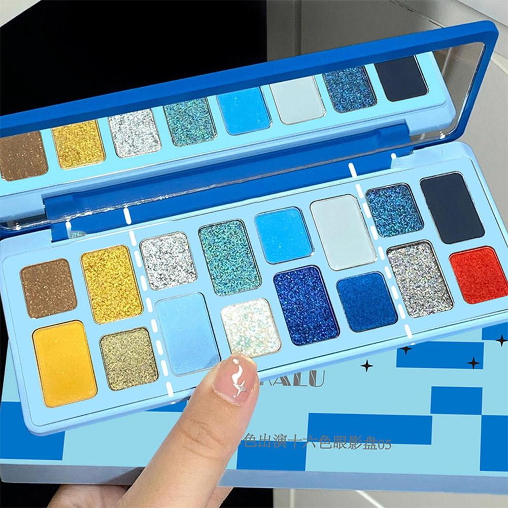 16 Color Shimmer Glitter EyeShadow Smoky Black Blue Green Pearlescent ...