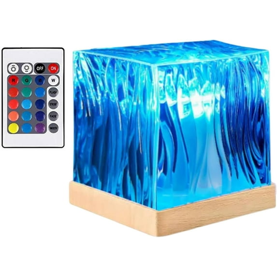 16 Color Water Ripples Projector Dynamic Rotating LED Night Light Quare ...