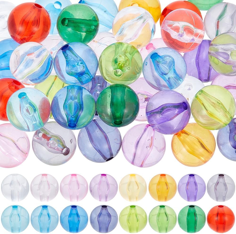 16 Colors 64Pcs 16mm Transparent Acrylic Beads Chunky Plastic Beads ...