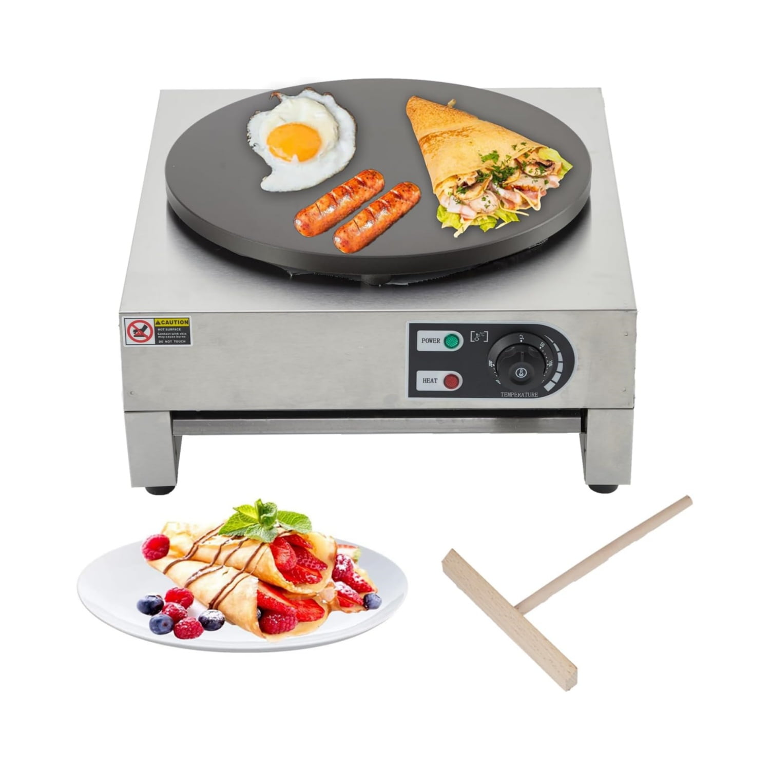 16" Commercial Electric Crepe Maker, 1500W Pancake Maker Griddle with ...