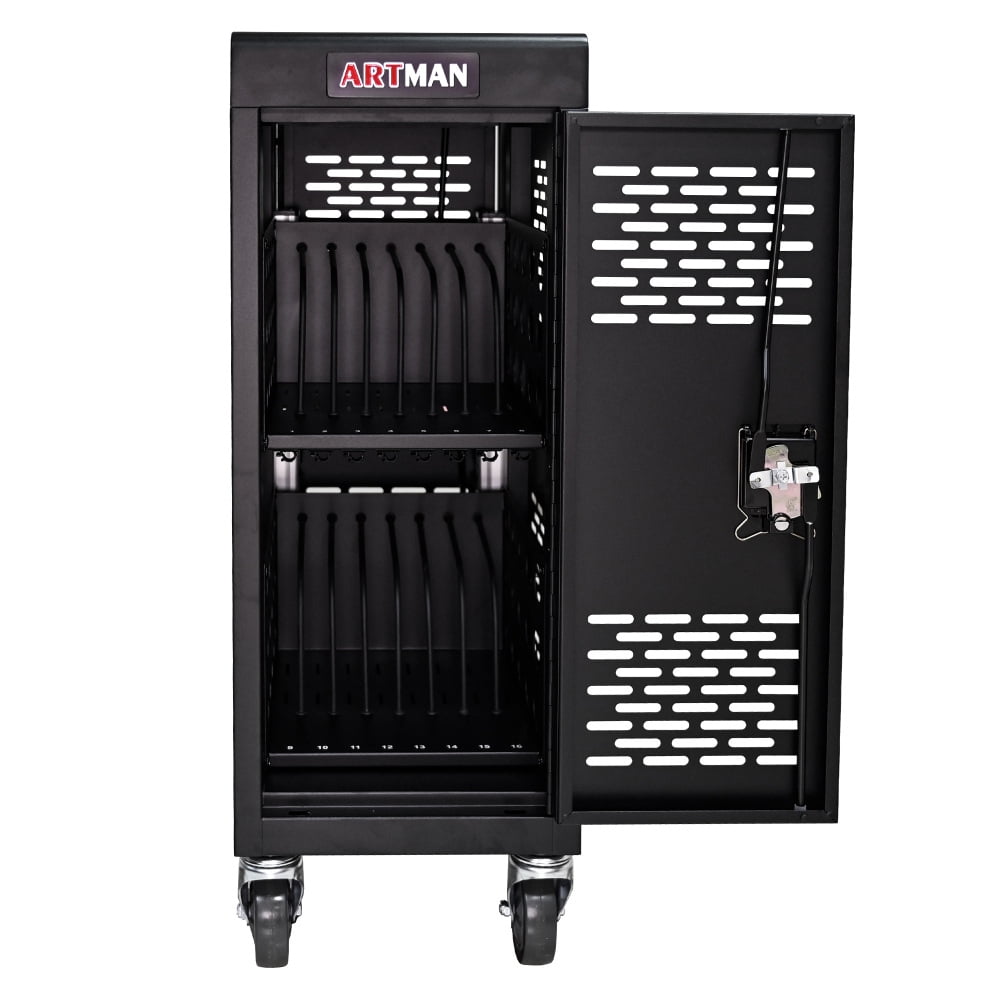 16-Compartment Removable Locking Charging Cart for Laptops ...