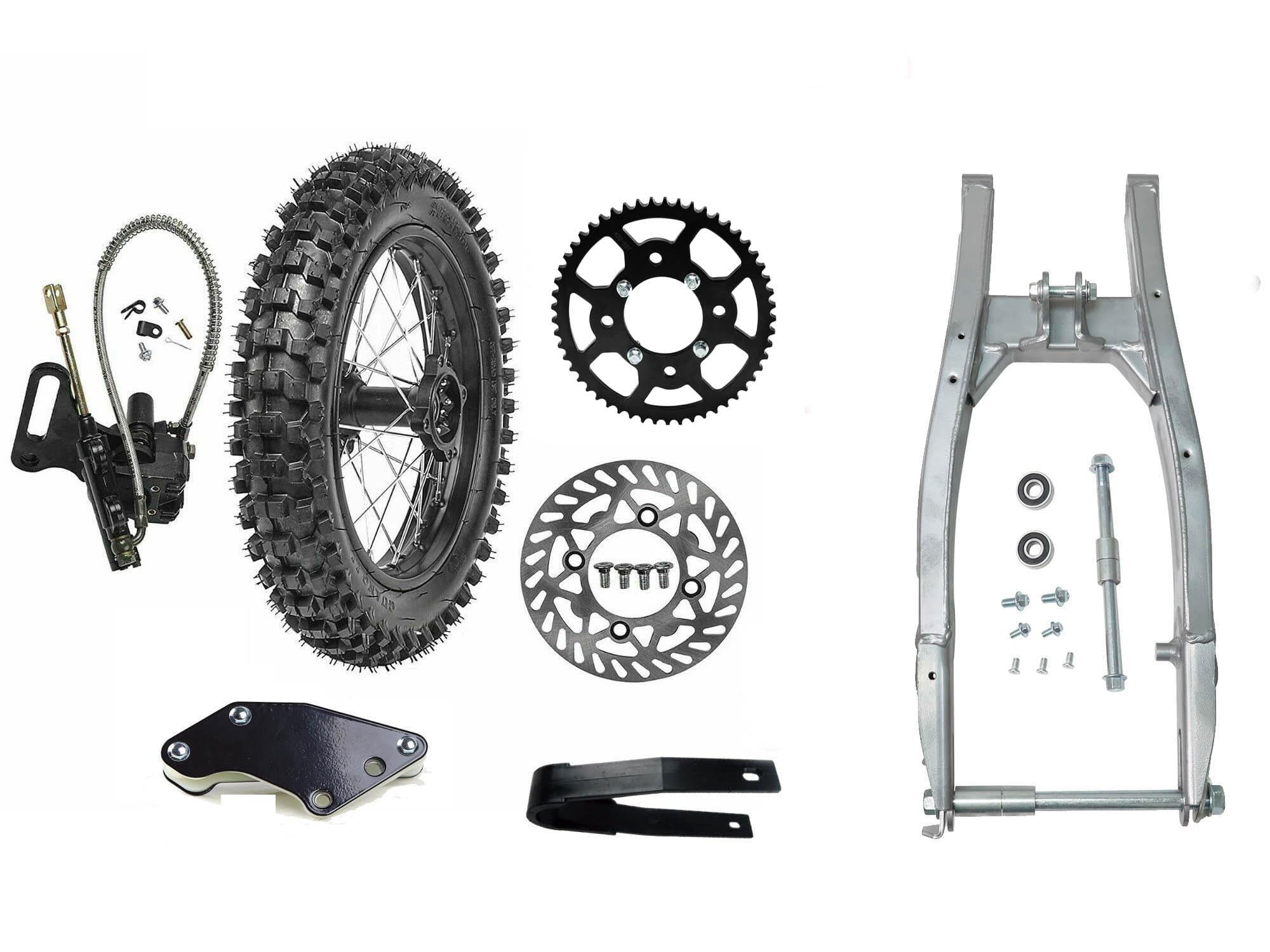 16" Complete Rear Wheel SwingArm Kit 90/100-16 Tire Tube on Rim & Disc ...