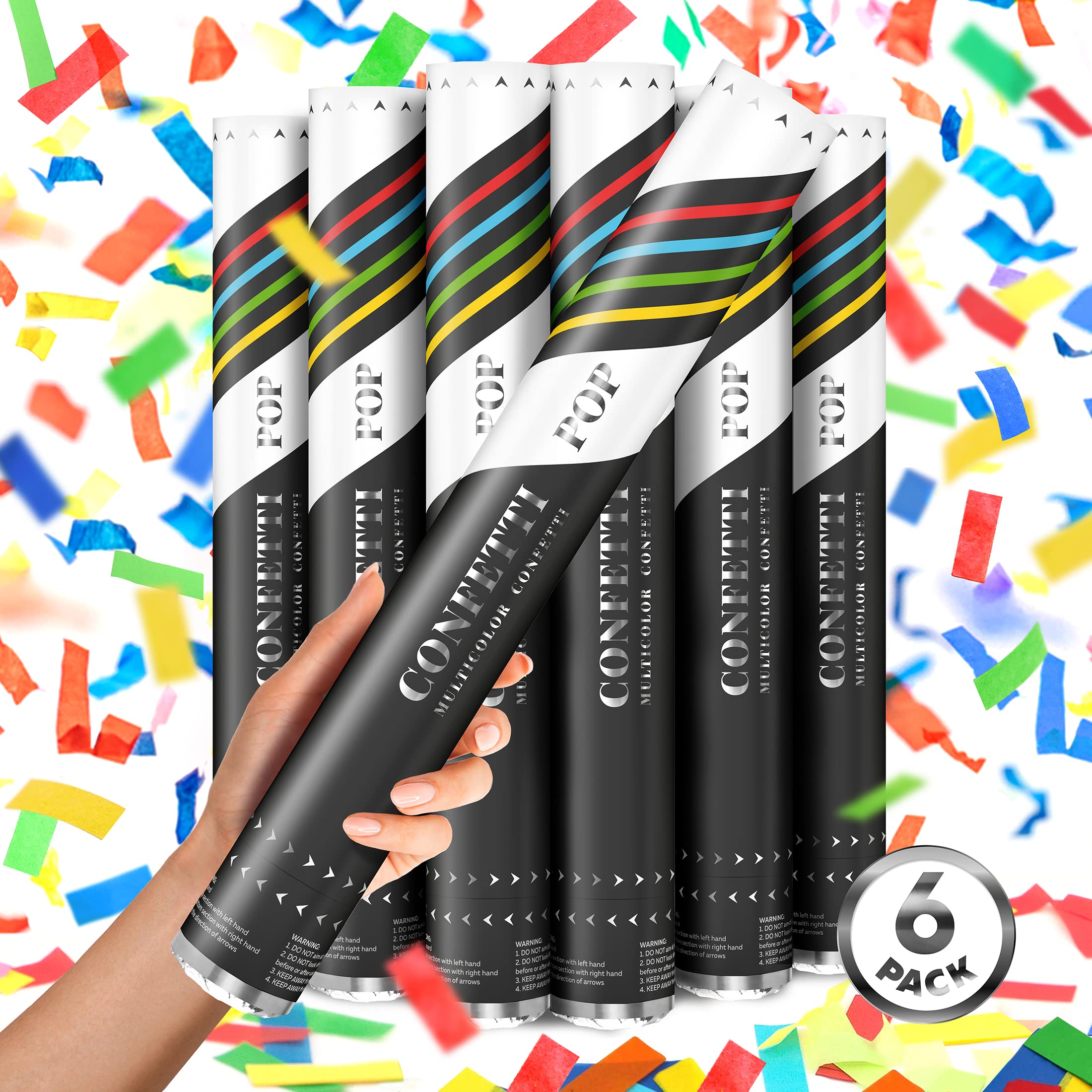 16" Confetti Cannon [6 Pack] Confetti Poppers | Multicolor ...