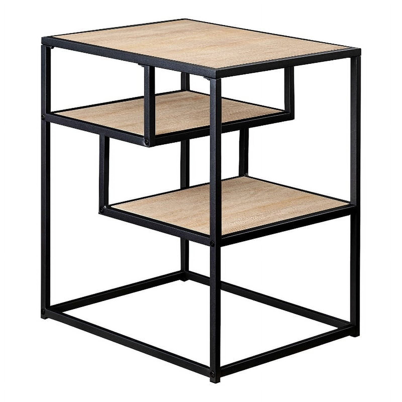 16" Contemporary Metal and Wood Side Table - Oak - Walmart.com