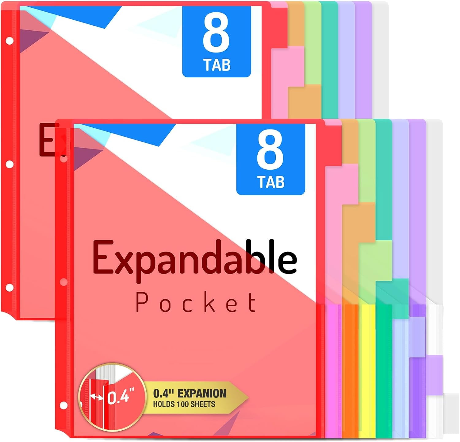 16 Count Dividers with Expanding Pockets, 8 Tab Binder Divider for 3 ...