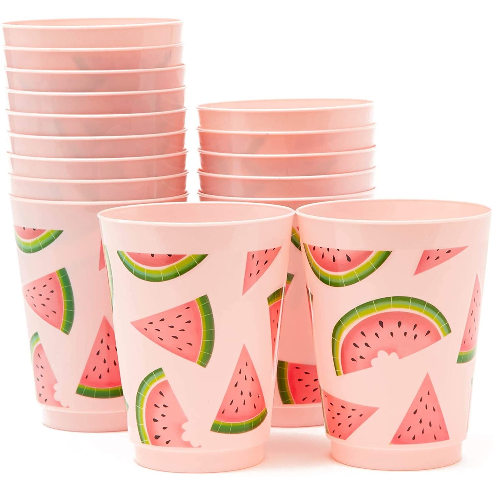 16 Count Pink Watermelon Plastic Cups for Summer and Kids Girls ...