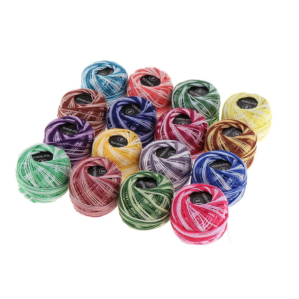 16 Crochet Thread Set Balls Colors Size 8 Threadand for Crochet Cross ...