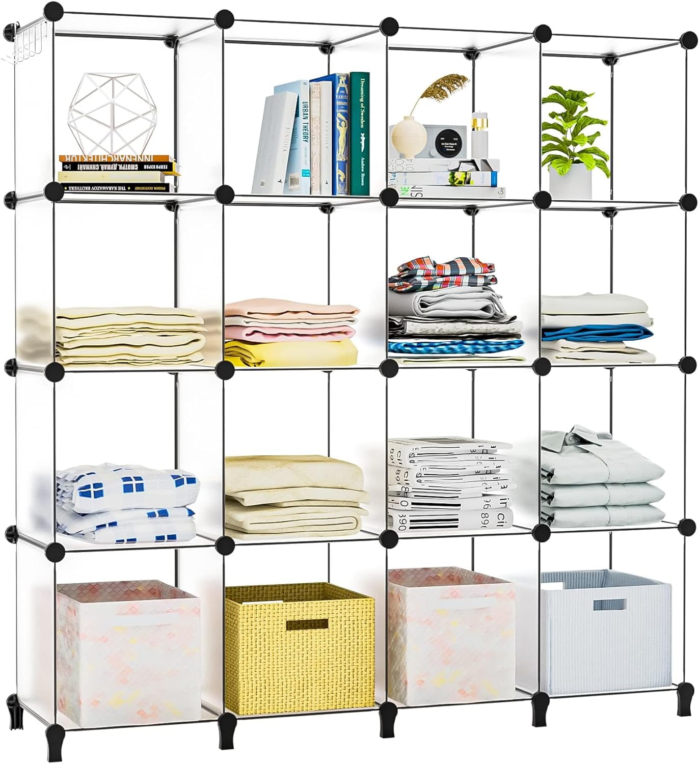 16 Cubby Storage Organizer,Closet Clothes Storage Organizer,Cube ...