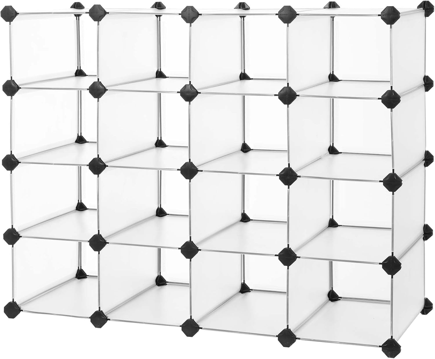 16-Cube Interlocking Plastic Shoe Rack, DIY Storage Cabinet for Closet ...