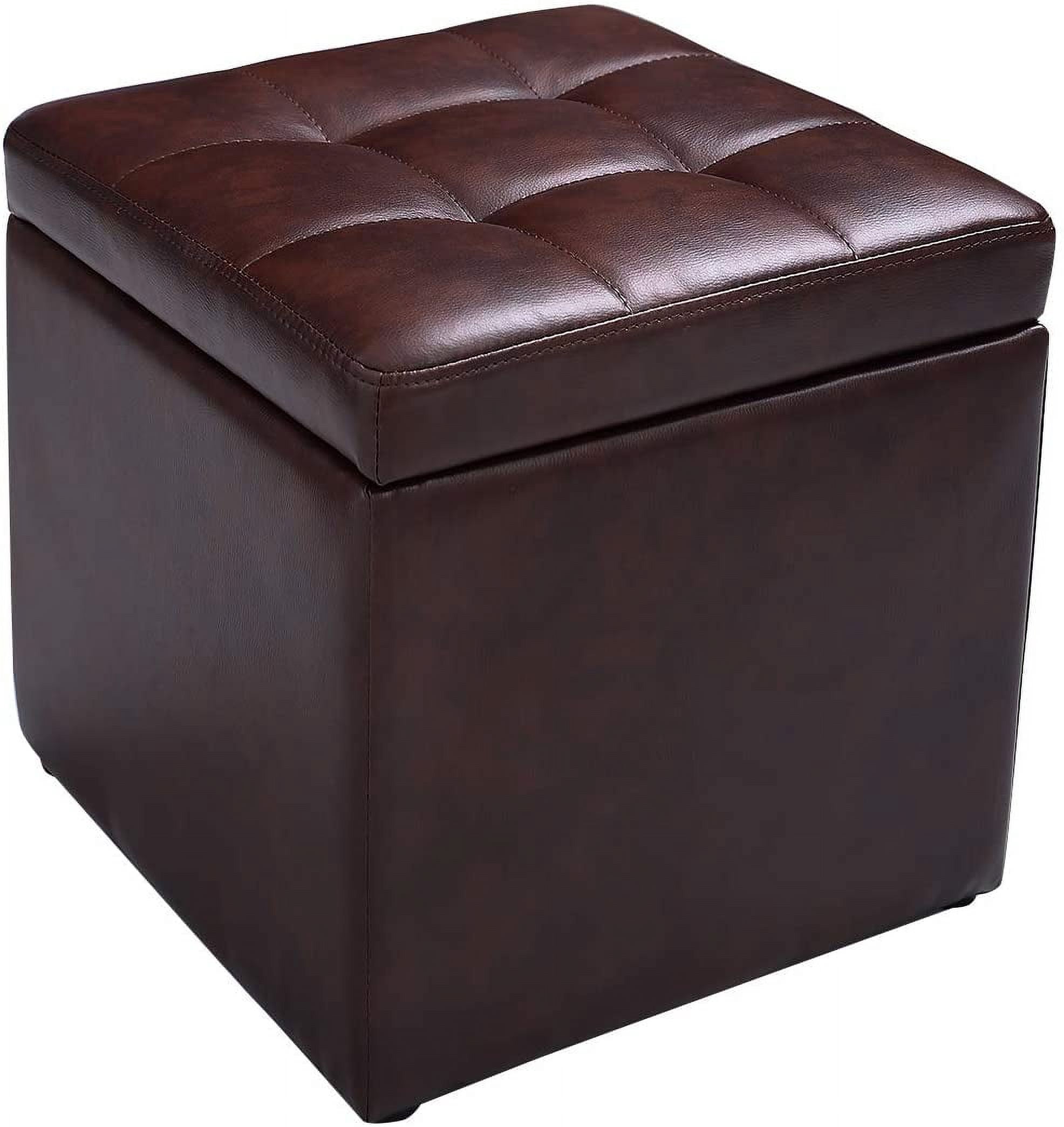 16” Cube Ottoman Pouffe Storage Box Lounge Seat Footstools W/ Hinge Top ...