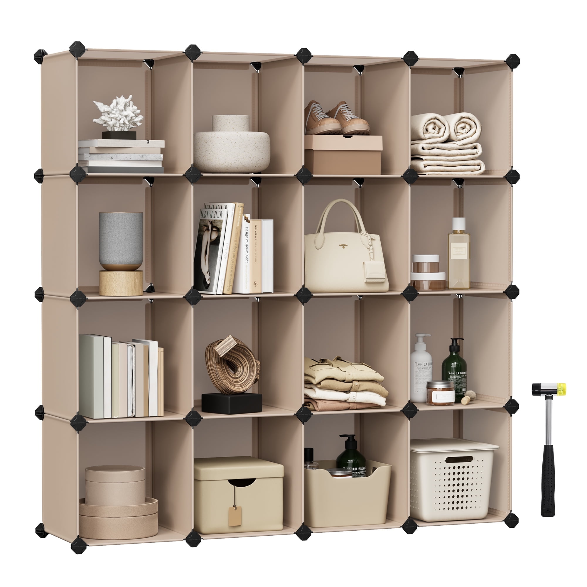 SONGMICS 16 Cube Modular Storage, DIY Plastic Closet Organizer, Home ...