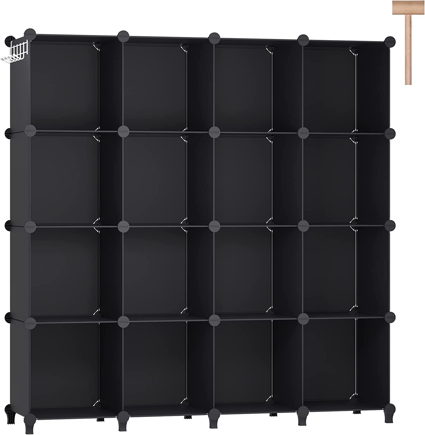 16 Cubes Storage Organizer, Bookcase, Display Shelf with Wooden Mallet ...
