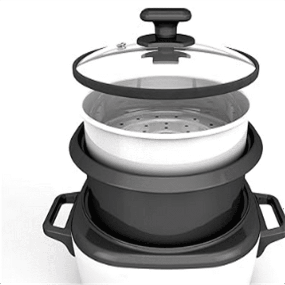 16-Cup Rice Cooker, 8-Cup Uncooked Rice, Steaming Basket, Removable Non ...