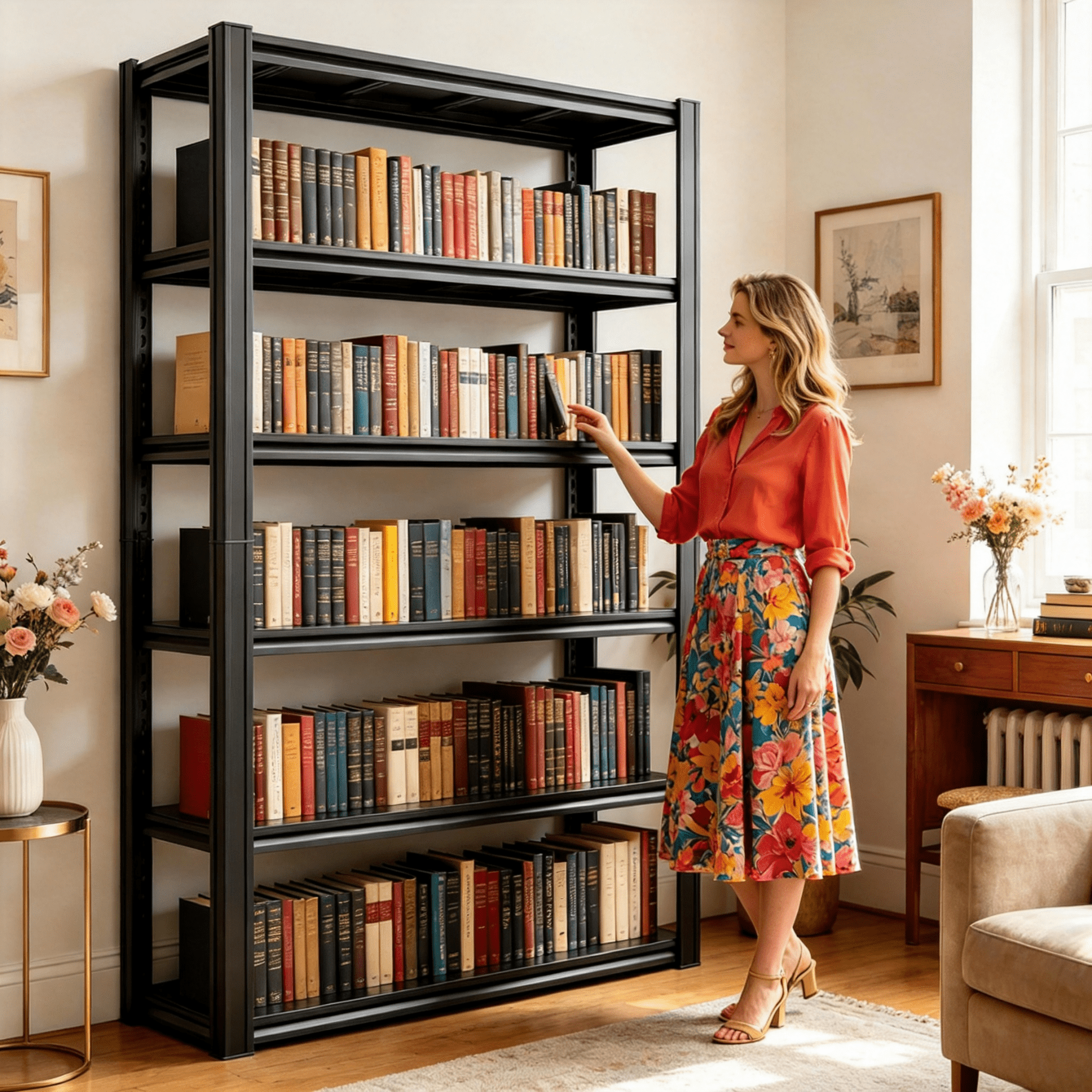 16"D x 40"W x 78"H,6-Tier Office Shelving,Metal Bookshelf & Large ...