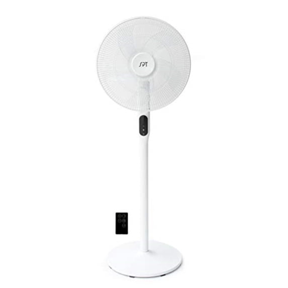 16" DC-Motor Energy Saving Stand Fan with Remote and timer-Piano White ...