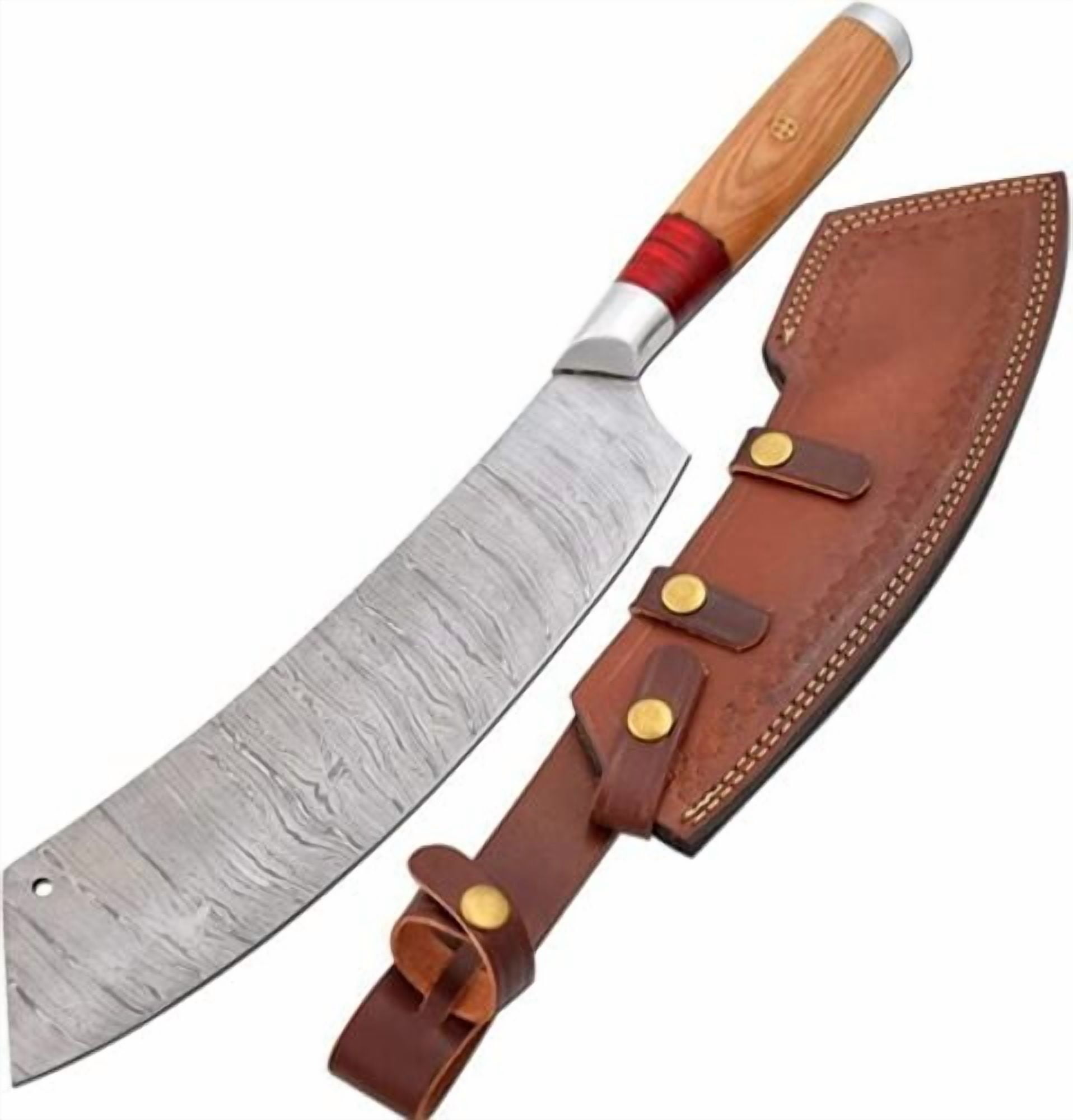 16" Damascus Steel Cleaver Two Tone Mosaic Pin Handle Full Tang Chef ...
