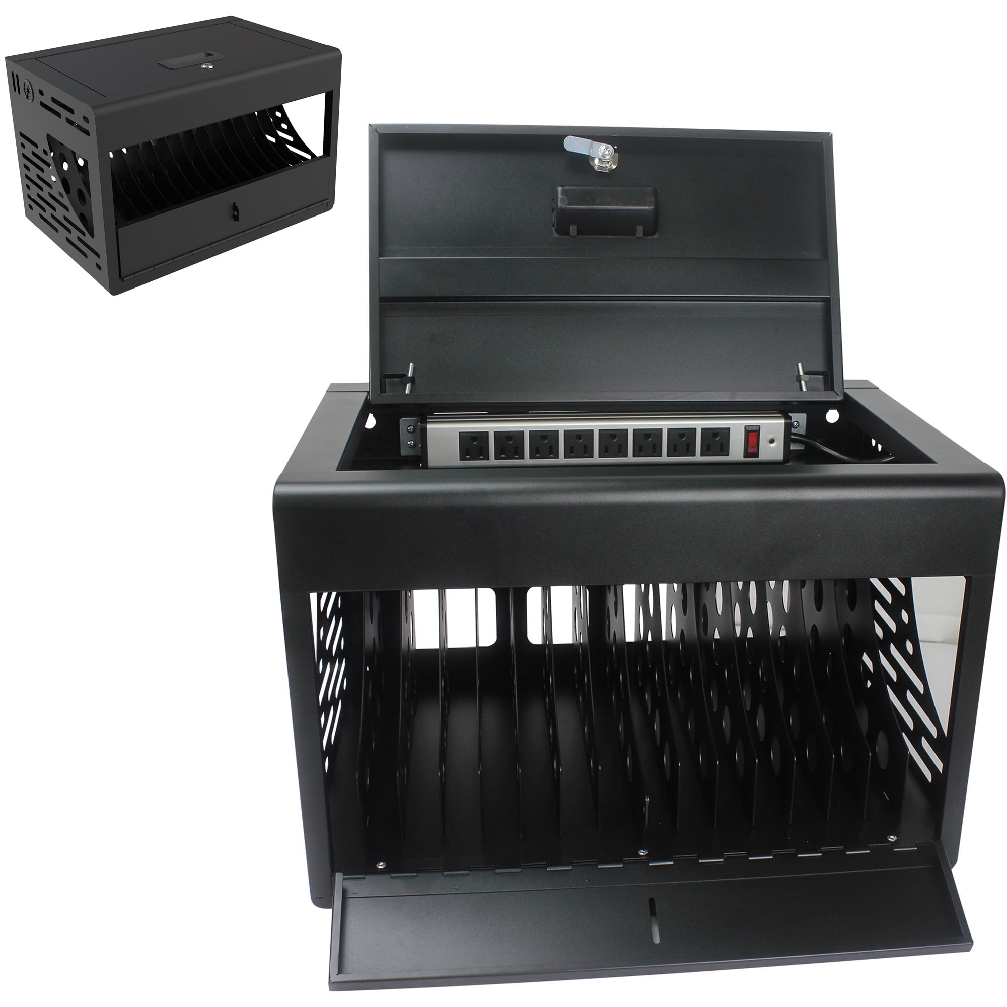 16-Device Charging Cart and Cabinet, Portable TableTop Charging Station ...