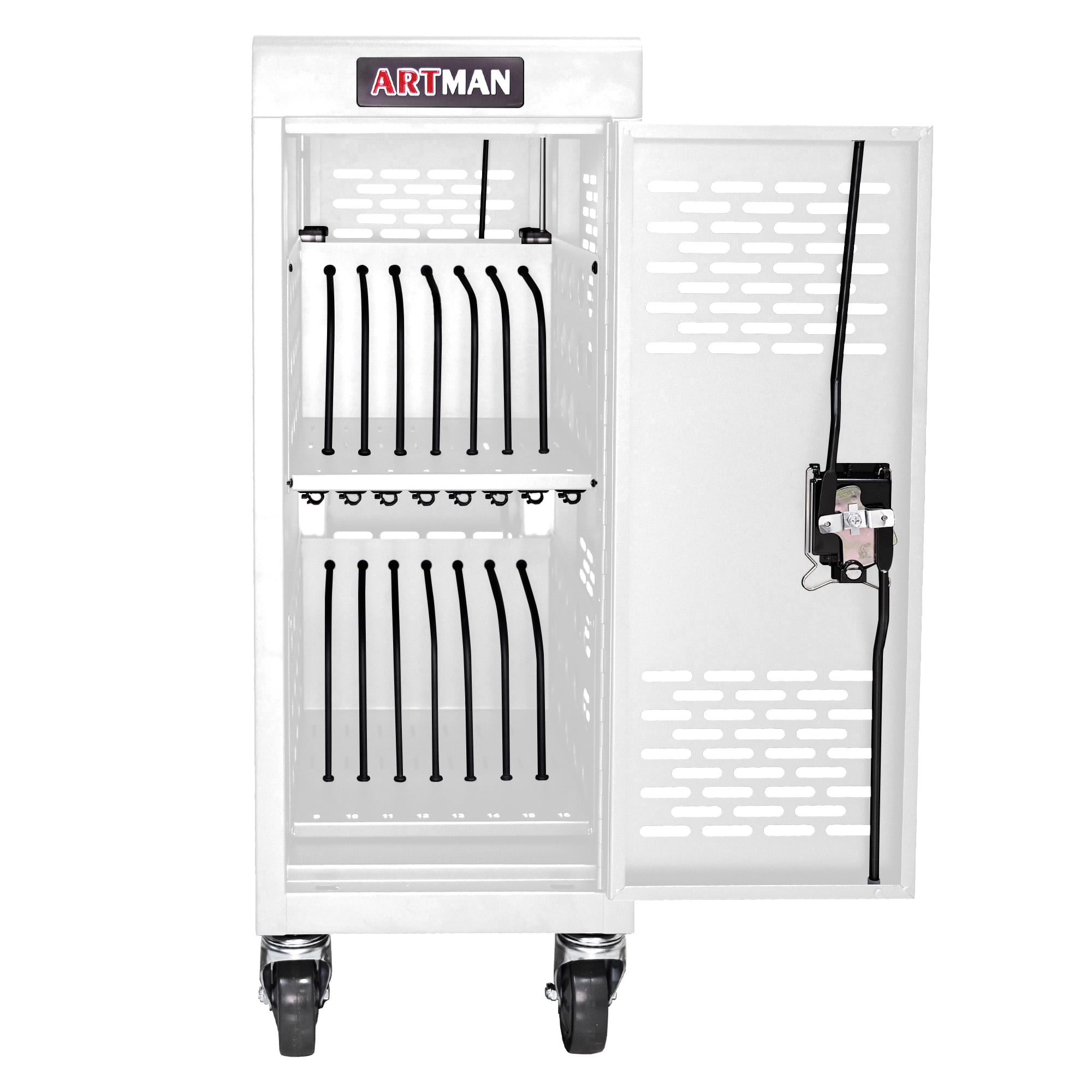 16 Device Charging Cart with Key Lock and UL-Certified Power Charging ...