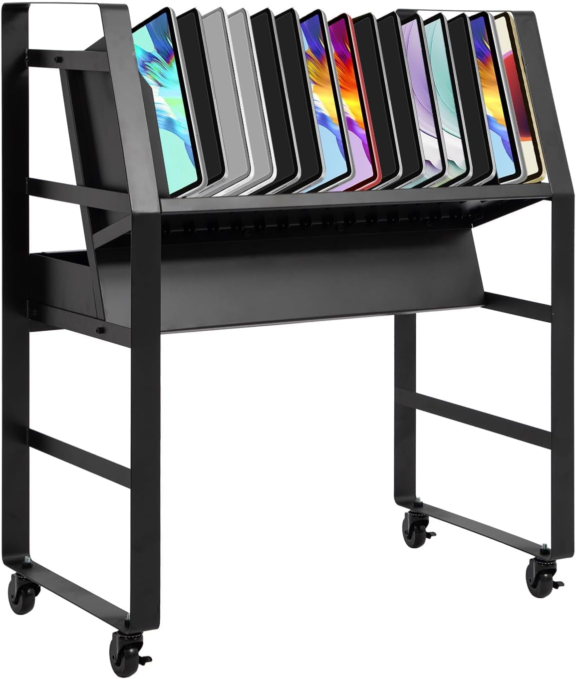 16 Devices Tablet/Chromebook Open Charging Cart with Wheels, Mobile ...