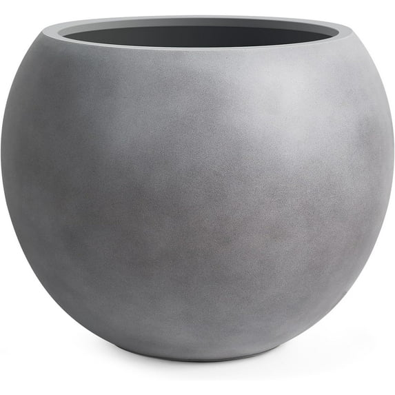 16" Diameter 12" Pot Opening Modern Round Fiberstone Planter with ...
