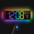 16" Digital Wall Clock with Night Light, Digital Clock with RGB Colors ...