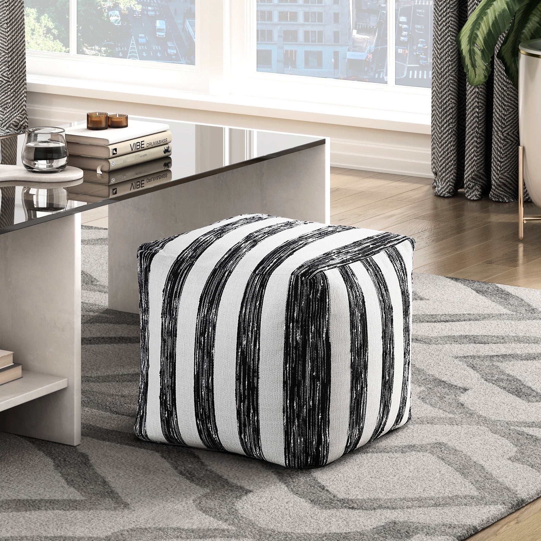 16" Dimensions, One-piece Pouf - Compact and Functional Seating ...