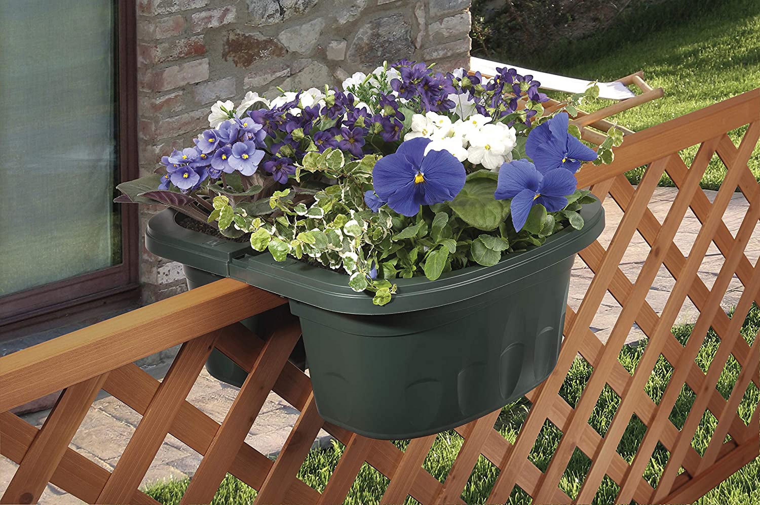 16" Double Sided Adjustable Railing Planter, Green - Walmart.com
