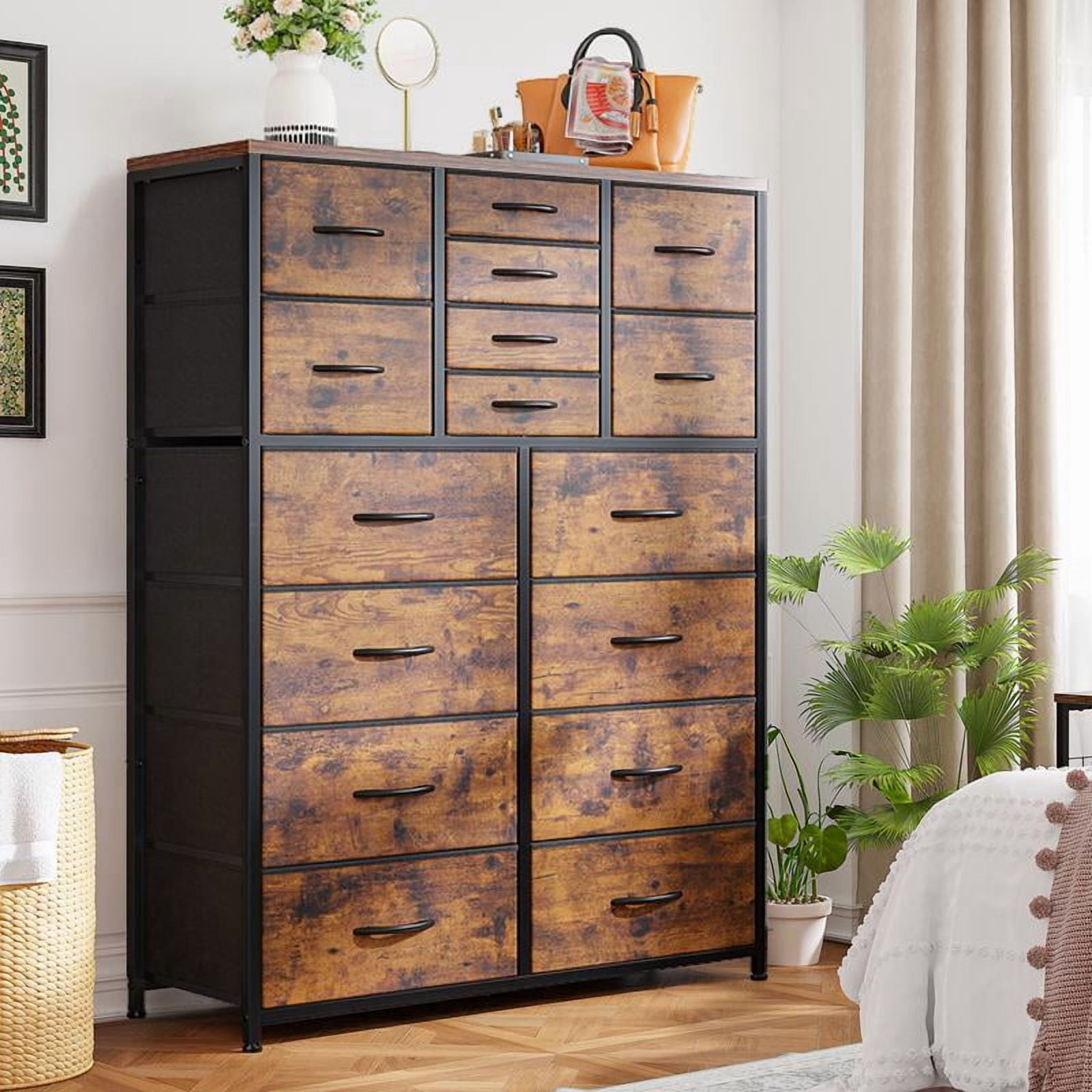 16 Drawer Tall Dresser, Large Chest Drawer of Fabric Dresser, Home ...