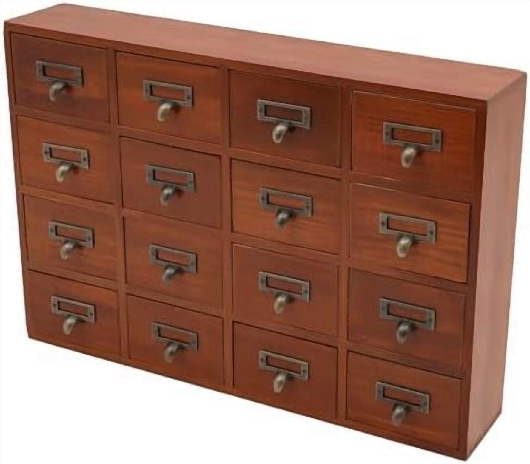 16-Drawer Vintage Apothecary Cabinet - Library Card Catalog Style ...