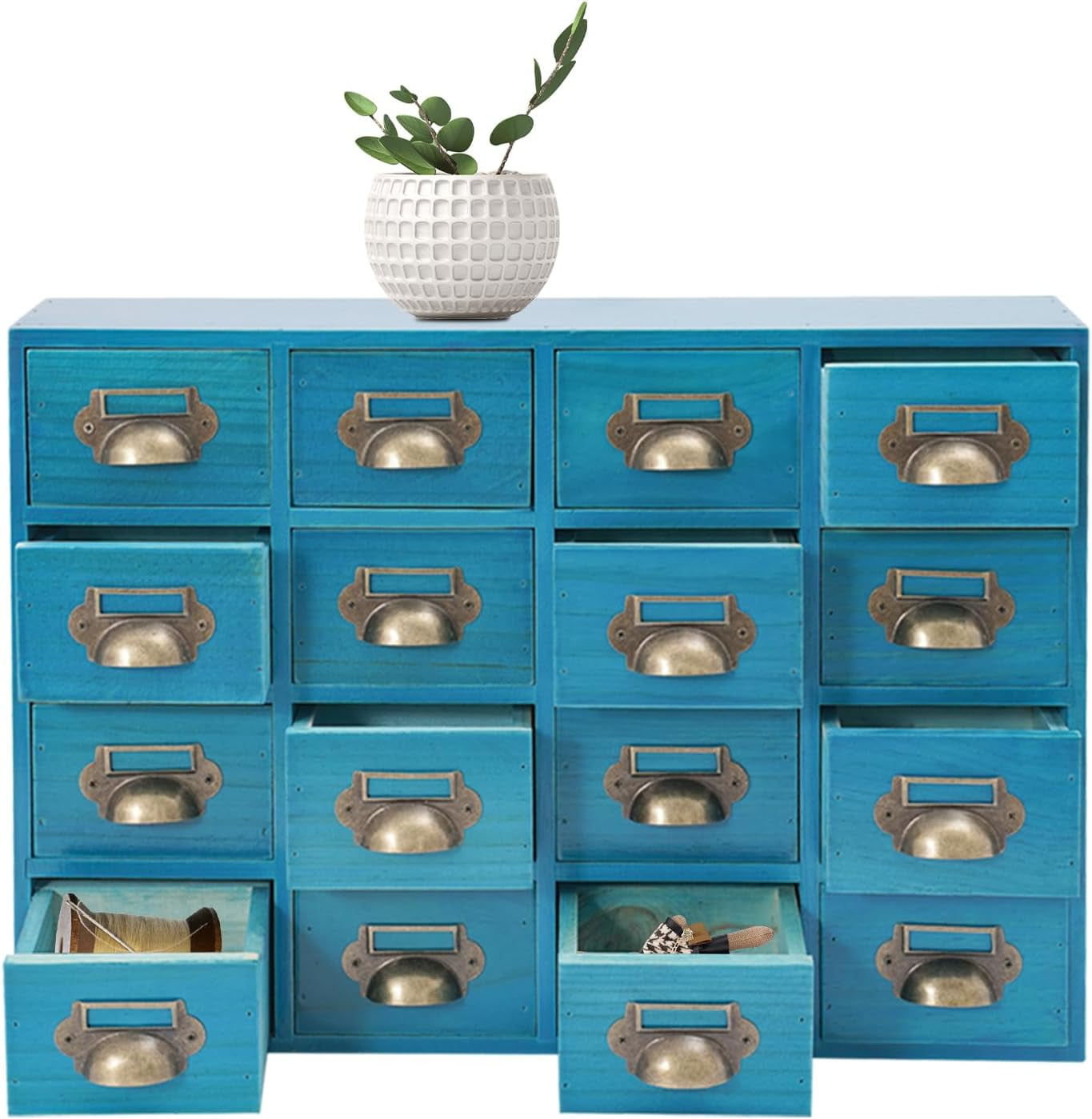 16 Drawers Apothecary Cabinet with Drawers, Vintage Drawer Wooden Desk ...