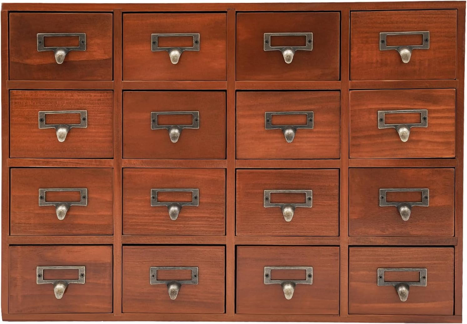 16 Drawers Vintage Tabletop Library Card Catalog Cabinet Storage Box ...