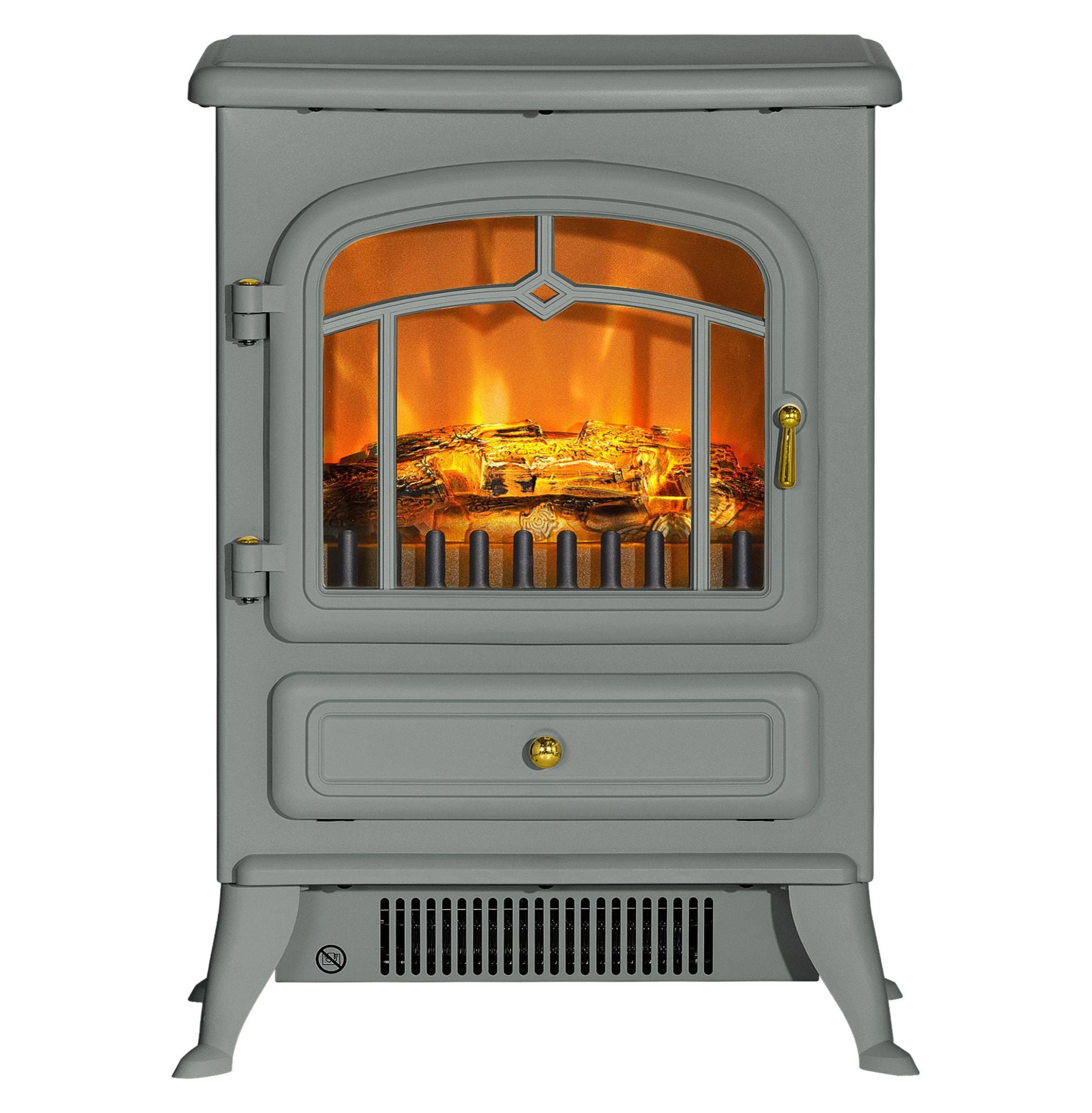 16" Electric Fireplace, 1500W Freestanding Stove Heater, 3D Flame ...