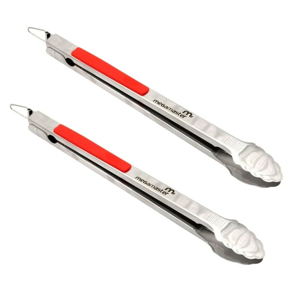 17-Inch Long Wood-Handled Grill Tongs, Stainless Steel Metal Tongs for ...