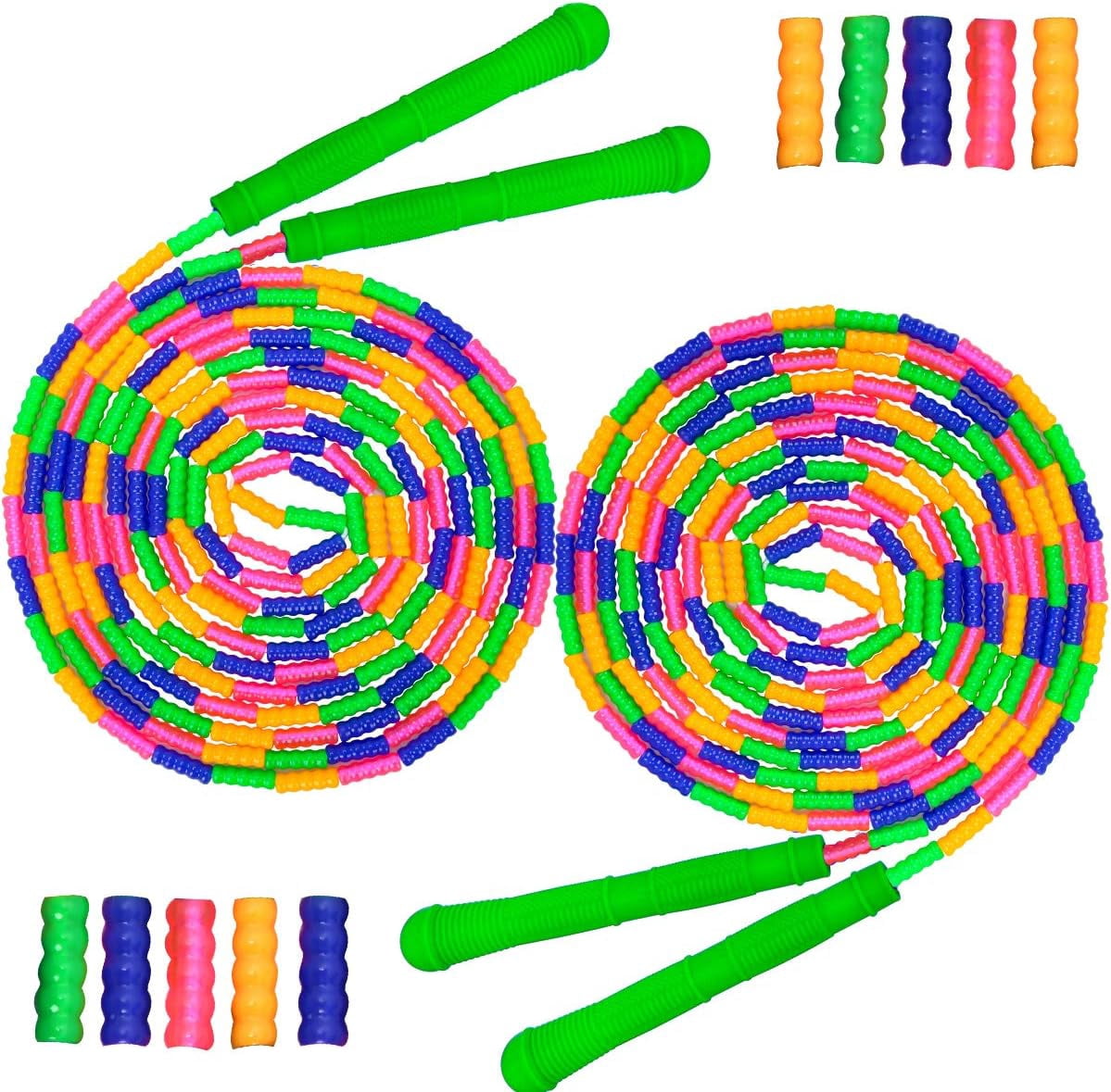 16 FT Long Jump Rope(2 PACK), Double Dutch Jump Ropes, Soft Beaded ...