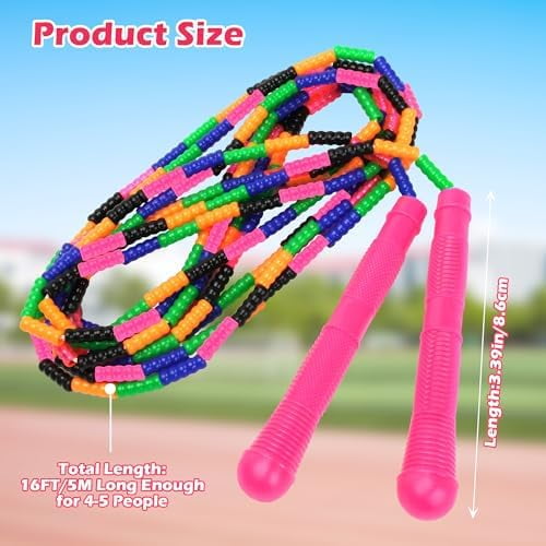 16 FT Long Jump Rope(4 PACK), Double Dutch Jump Ropes Soft Beaded ...