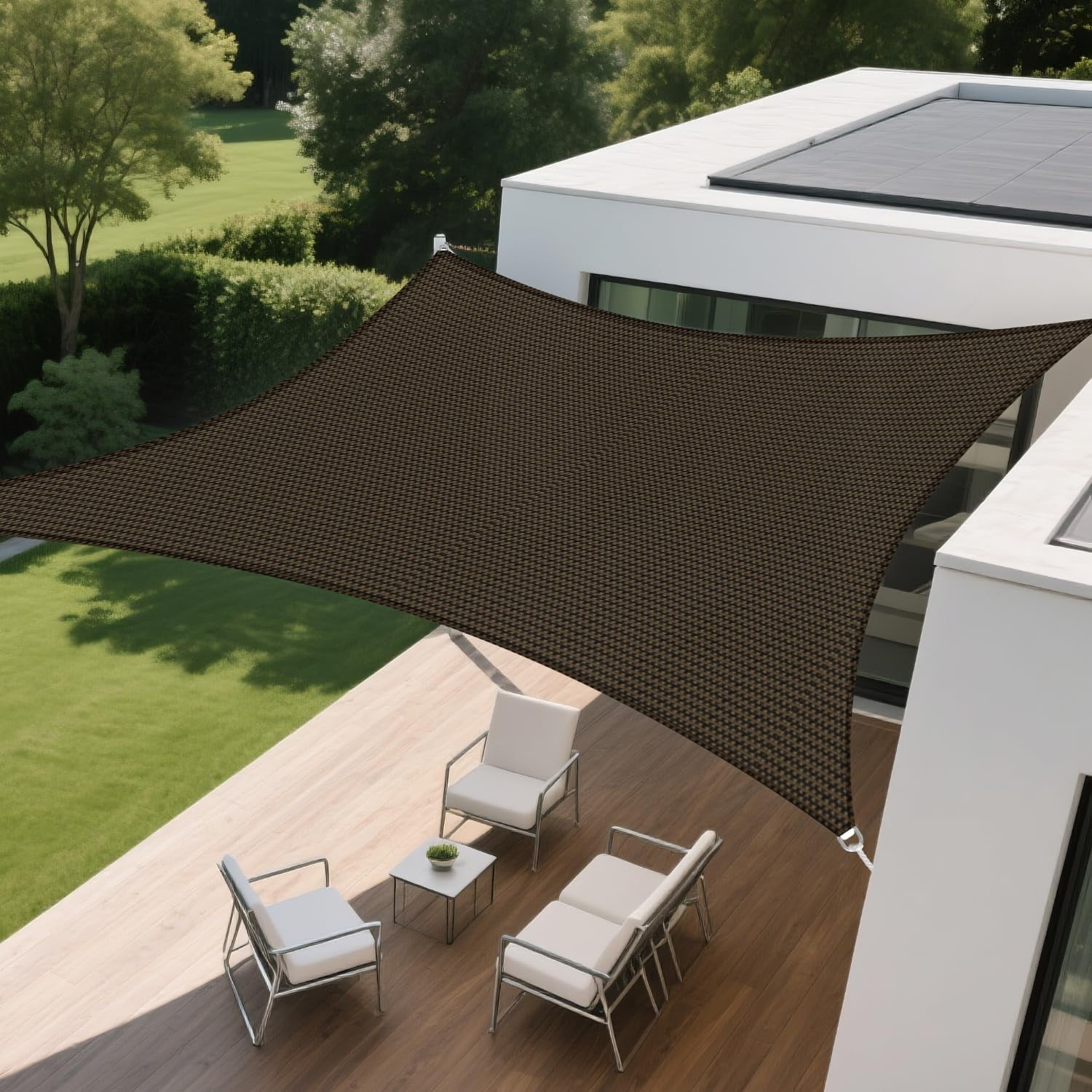 16 FT x 19 FT 10" Shade Sail Canopy, 180GSM Polyethylene Fabric, Sun ...