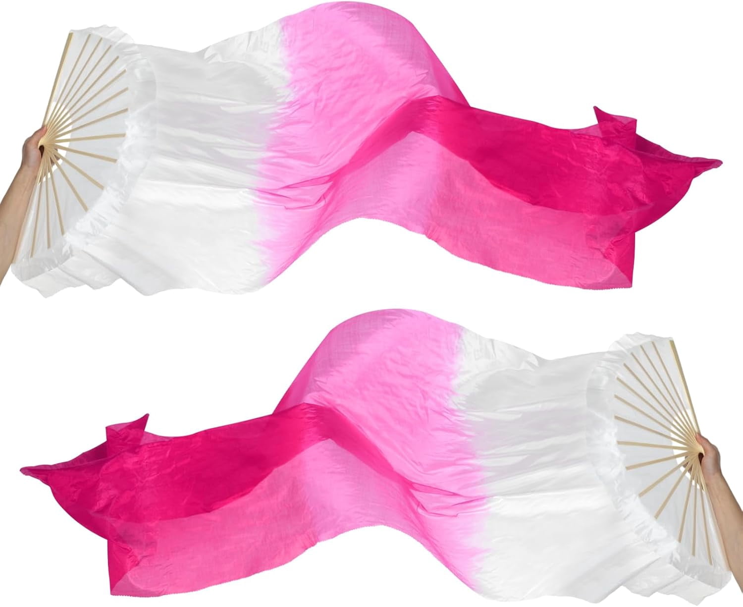 16 Fan Belly Dance Silk Veil 47", 1 Pair (Left+Right) Women Long ...