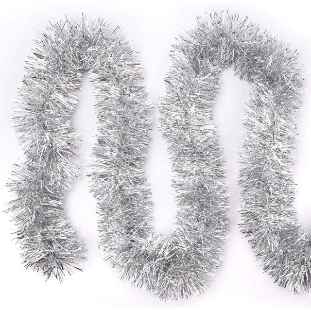 16 Feet Christmas Foil Tinsel Garland for Christmas Tree Holiday Walll ...