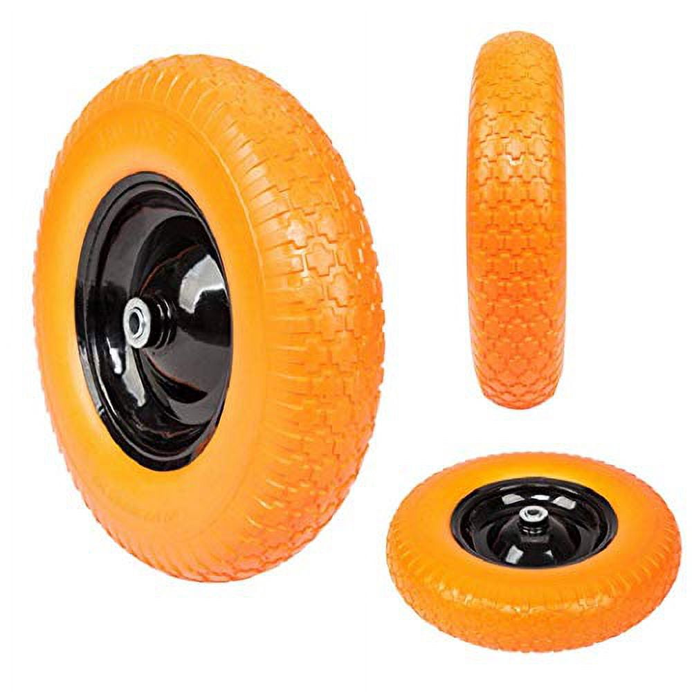 16" Flat Free Wheel Barrow Wheelbarrow Tire Solid Foam 5/8 Axle Cart ...