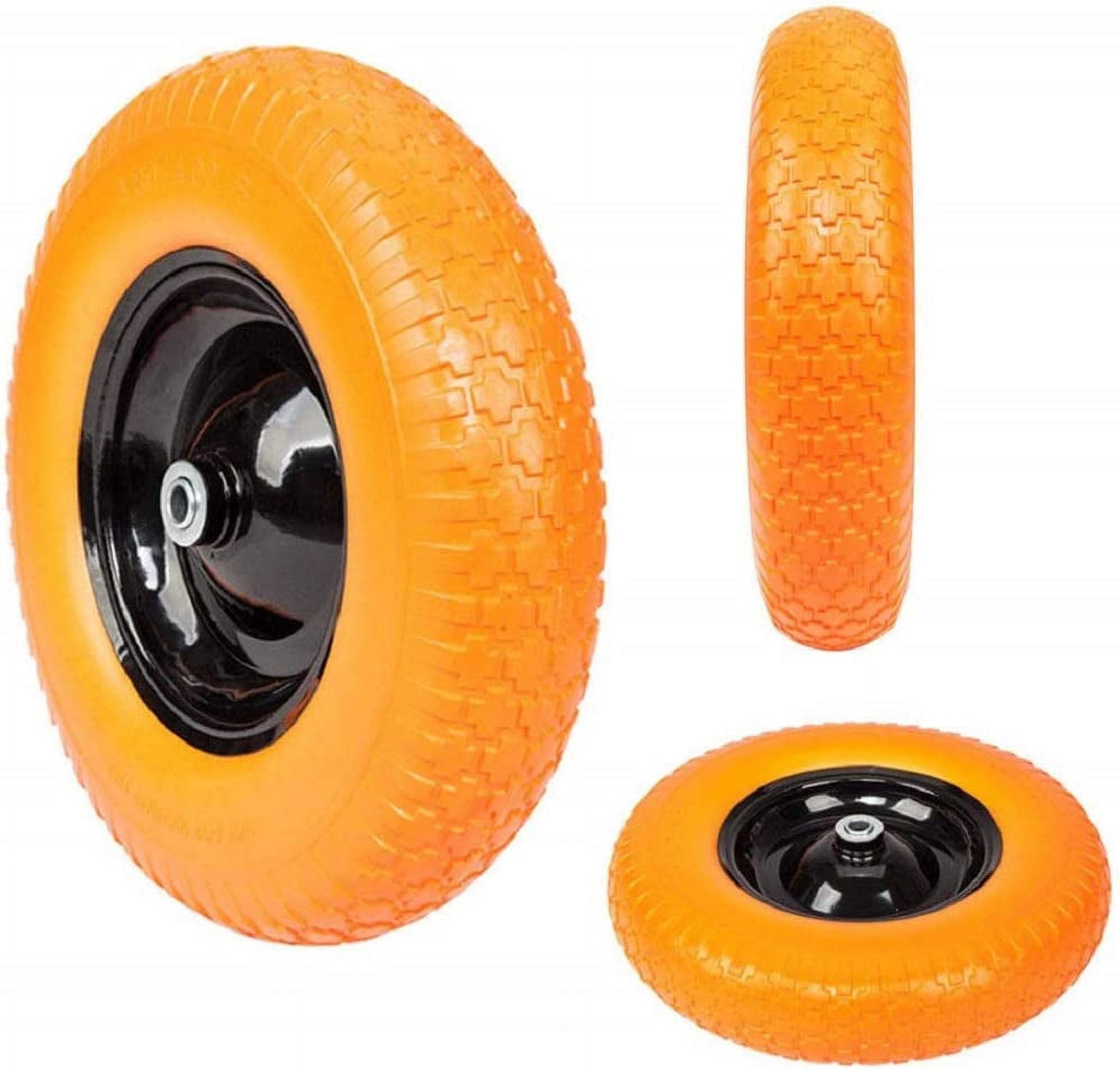 16" Flat Free Wheel Barrow Wheelbarrow Tire Solid Foam 5/8 Axle Cart ...