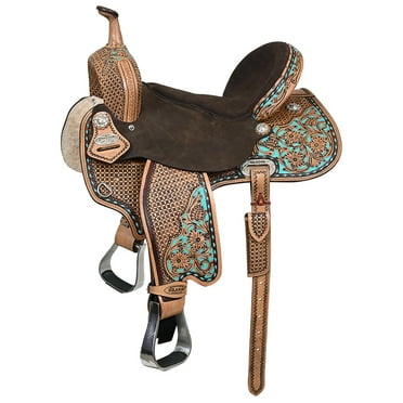 Hilason Western Horse Flex Tree Barrel Trail In American Leather Saddle ...