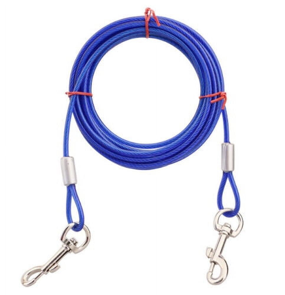 16 Foot Blue - Dog Tie-Out Cable Steel Wire Pet Runner Cord Chain Leash ...