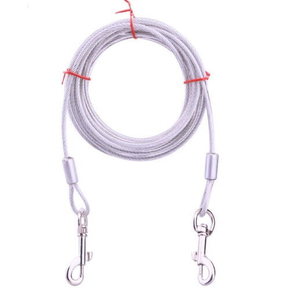 16 Foot Grey - Dog Tie-Out Cable Steel Wire Pet Runner Cord Chain Leash ...