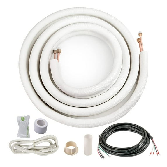 16 Ft. Mini Split Line Set, 1/4" & 1/2" O.D. Twin Copper Pipes, 3/8 ...