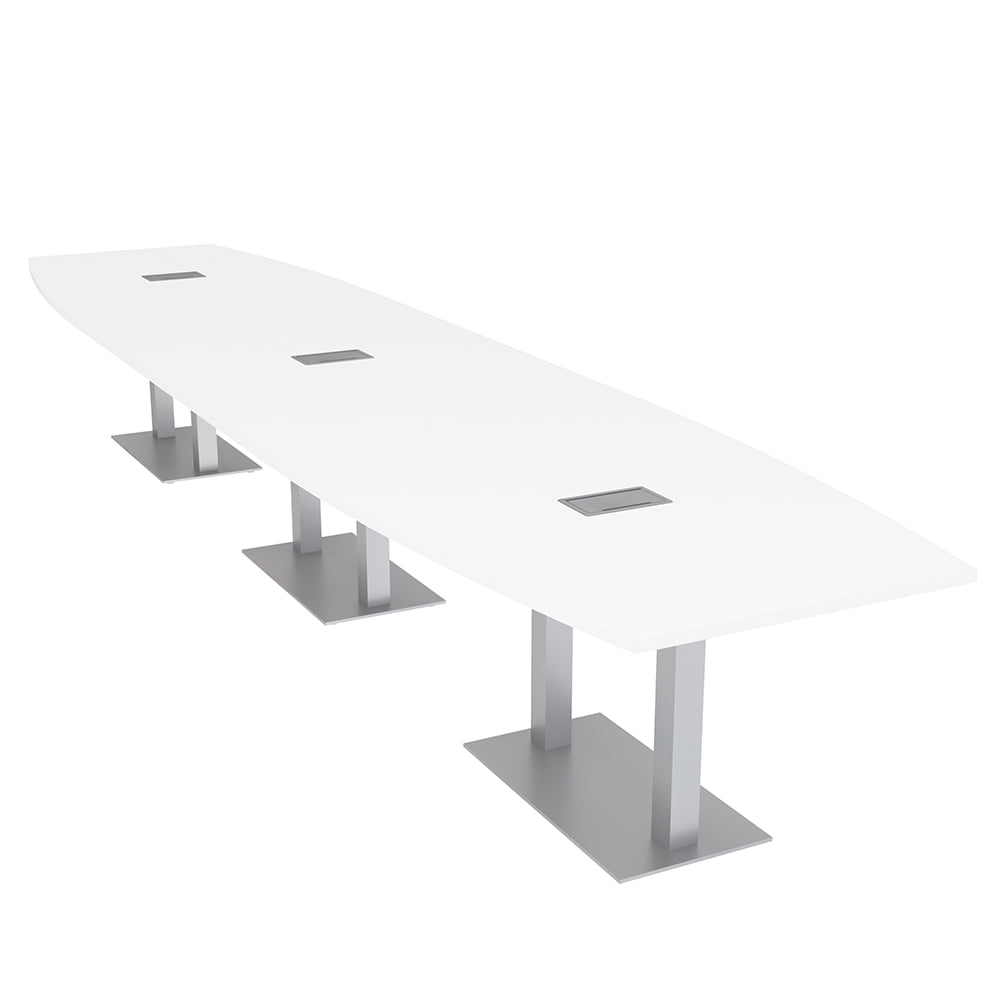 16 Ft Modular Boat Shaped Boardroom Table Metal Bases Electrical Units ...